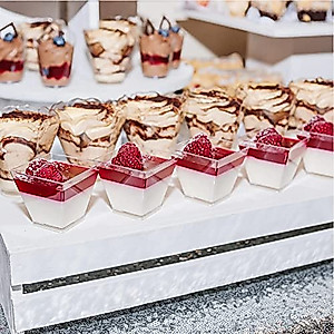 XiyaxiVici 50 PCS 2 oz Square Mini Plastic Dessert Cups, Transparent Parfait Cups Fruit cups Clear Appetizer Cups for Party Yogurt Fruit Trifle Mousse Pudding Ice Cream Cups