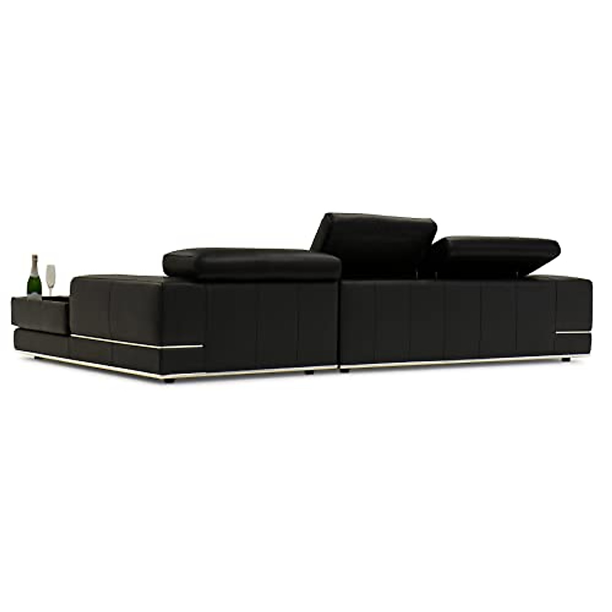 Zuri Furniture Encore 122" Right-ChaiseModern Sectional - Full Grain Leather in Black
