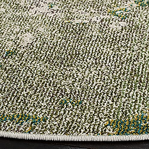 SAFAVIEH Madison Collection 5' Round Green / Ivory MAD499Y Modern Abstract Non-Shedding Dining Room Entryway Foyer Living Room Bedroom Area Rug