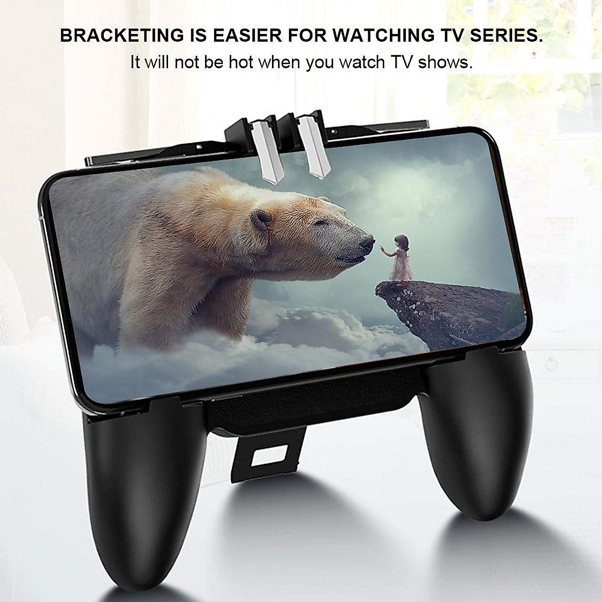 BBSJ Gaming Grip Portable Durable Upgraded 4 in 1 Game Mobile Controller with Cooling Fan Game Joystick for 4-6.5 Inch Phone