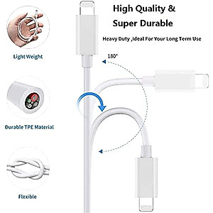 iPhone Aux Cord for car, [Apple MFi Certified] 3.3ft Lightning to 3.5mm Aux Audio Auxiliary Cable,Home Stereo, Speaker, Headphone Compatible with iPhone 13/12/11/XS/XR/X/8/7/iPad (White)