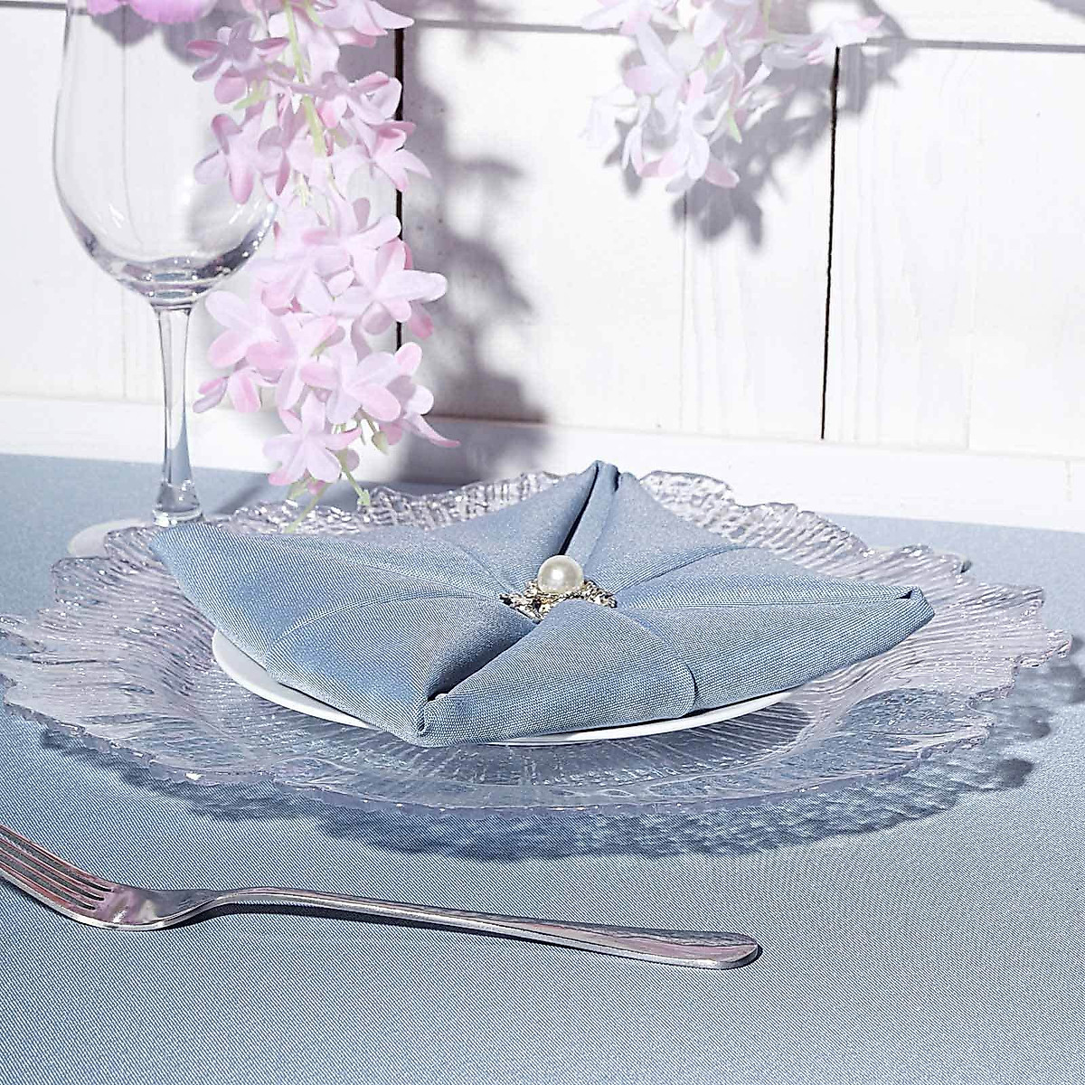 Tableclothsfactory 6 Pack 13" Round Clear Acrylic Reef Charger Plates Ruffled Rim Dinner Charger Plates For Weddings Events