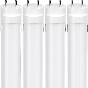 JESLED Dimmable T8 LED Type B Light Bulbs 4 Foot, 3120+Lumens, 5000K Daylight White, 24W (65W Equivalent), 4FT Fluorescent Tube Replacement, Ballast Bypass, Dual Ended Power, Frosted, 4-Pack