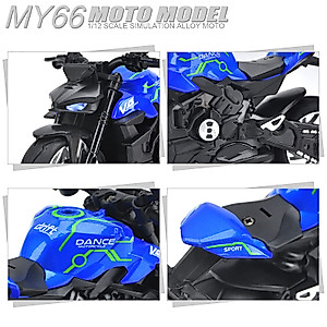 CYYSFIVQZ Pull Back Motorcycle Toys, Motorcycle Model with Light and Music, Toy Motorcycles for Boys Kids Age 3+ Year Old Christmas Party Supplies (Blue)