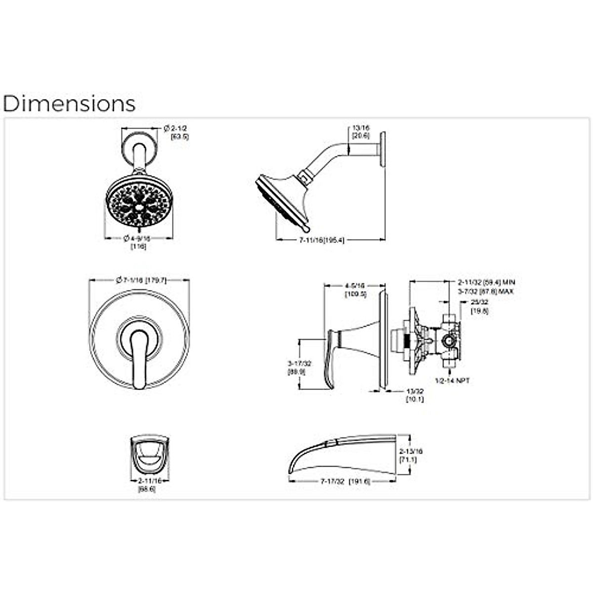Pfister 8P8-WS2-JDSGS Jaida 1-Handle Tub & Shower Faucet with Adjustable Spray Width In Spot Defense Brushed Nickel
