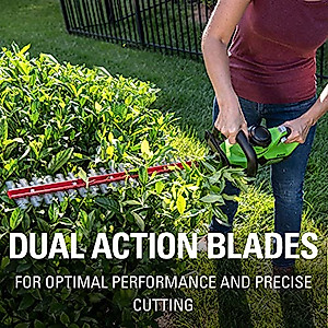 Greenworks 24V 22" Cordless Laser Cut Hedge Trimmer, 4.0Ah USB Battery and Charger Included