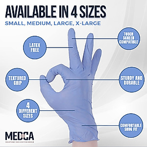 Nitrile Exam Gloves - 100 Count Box Disposable Non-Sterile Gloves - Non-Powder Rubber & Latex-Free, Chemical Resistant, General Gloves for Food Safe, Medical, Janitorial Supply, Blue, X-Large