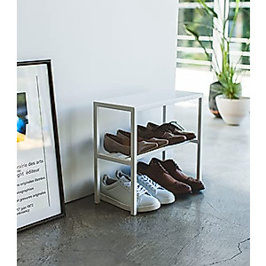 Yamazaki Home 2-Tier Entryway Organizer | Steel | Shoe Rack, One Size, White