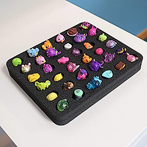 Polar Whale Toy Figurine Character Drawer Organizer Washable for Home Bedroom Playroom Compatible with Shopkins Hatchimals Colleggtibles 7.1 x 8.6 x 1 Inches Black Foam 36 Compartments