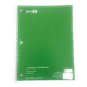Pen + Gear 1 - Subject Spiral Notebook, College Ruled, 70 Sheets ( Yellow - Blue - Green)