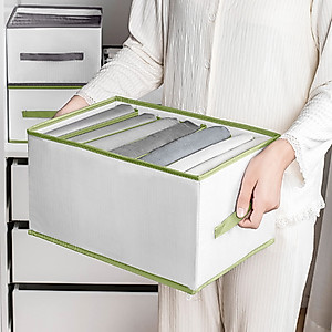 ORWCEZUE Upgraded 2 Pack Wardrobe Clothes Organizer Jeans Compartment Storage Box, Foldable Clothes Separator for Storage T-Shirt Leggings Pants