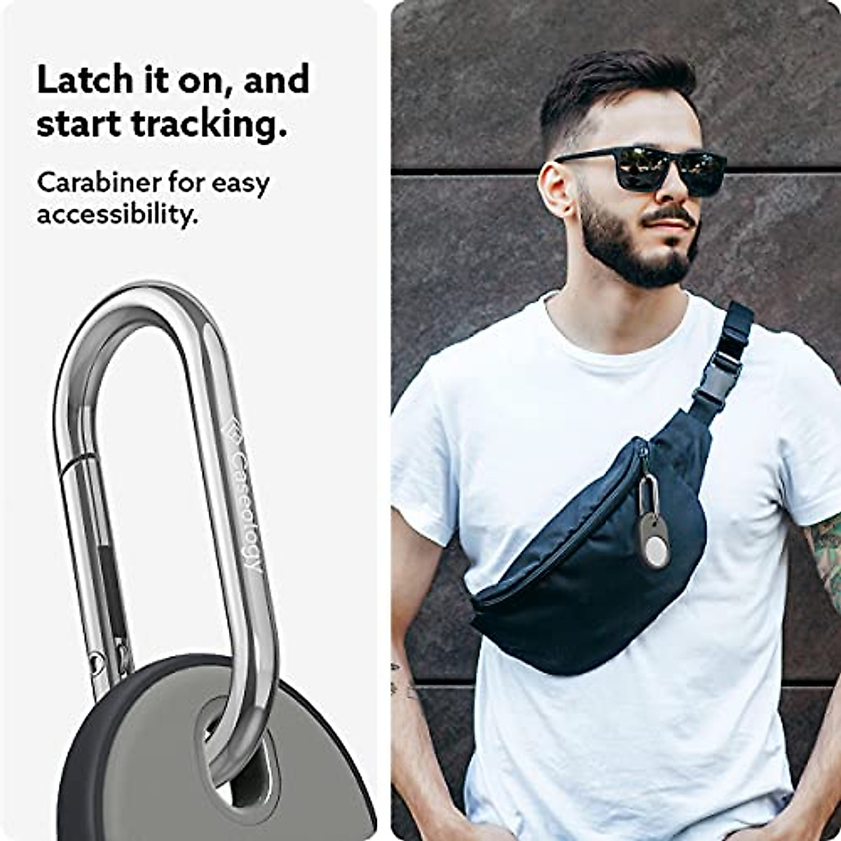 Caseology Nano Pop Compatible with Apple AirTag Case for AirTag Holder (2021) - Black Sesame