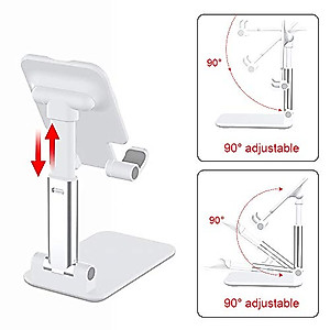 TIQUS [2 Pack] Foldable Desktop Cell Phone Stand, Angle & Height Adjustable Desk Table Phone Holder with Stable Anti-Slip Design Compatible with Cellphone Smartphones White