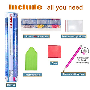 LELEMON Diamond Painting Kits,Waterfall Diamond Art for Adults,Mountain 5d Diamond Painting Kits for Adults,Scenery Diamond Art Kits with Diamond Painting Accessories for Home Wall Decor 12 x 16inch