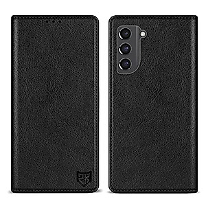 ZZXX Samsung Galaxy S21 FE Wallet Case with [RFID Blocking] Card Slot Stand Strong Magnetic Leather Flip Fold Protective Phone Case for Samsung Galaxy S21 FE 5G Case Wallet(Black-6.4 inch)