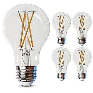 Feit Electric LED Clear A19 Medium Base Light Bulb - 60W Equivalent - 15 Year Life - 810 Lumen - 3000K Bright White - Dimmable | 4-Pack