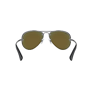 Ray-Ban RB3449 Aviator Sunglasses, Gunmetal/Light Green Mirrored Blue, 59 mm
