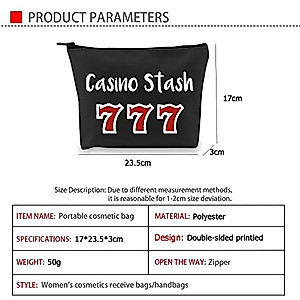 G2TUP Casino Gambling Makeup Bag Casino Stash Accessory Pouch Lucky Sevens Zipper Bag for Gambler (Casino Stash Black makeup bag)