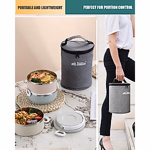 Bento Box Adult Lunch Box with Insulated Bag Spoon Fork, Stainless Steel Thermal Food Container 3-Tier Stackable Lunch Box for Adults Teens, Leak-proof Salad Snack Boxes for Work, School- Rainbow