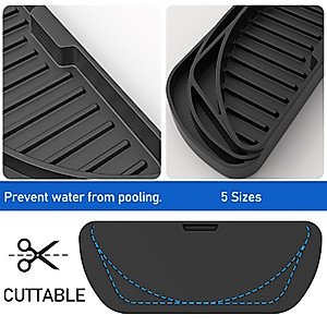 Silicone Refrigerator Drip Catcher Tray - Hvatry Water Dispenser Drip Tray Protection Pad - Anti-Slip, Cuttable, Dishwasher Safe - Keep Your Fridge Clean and Tidy - Black, 2 Packs