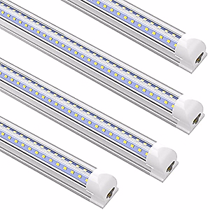 SHOPLED 5FT LED Shop Light, 45W 5850LM 6000K Cool White, V Shape, 5 Foot LED Linkable Ceiling Lights T8 LED Tube Lights Fixture, LED Shop Lights for Garage, Workbench, 4 Pack