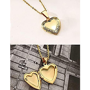 Womens Locket Necklace 18K Gold Photo Necklace Heart Necklace Gold Locket Necklaces for Women