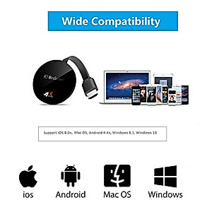 SmartSee Miracast Wireless Display Receiver 1080P HDMI WiFi Media Streamer Adapter Support Chromecast YouTube Netflix Hulu Plus Airplay DLNA TV Stick for Android/Mac/iOS/Windows (2.4G + Google Home)