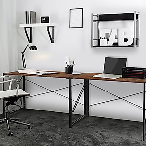 SUPER DEAL 40 inch Folding Computer Writing Desk Wood and Metal Study Desk, PC Laptop Home Office Study Table, Espresso