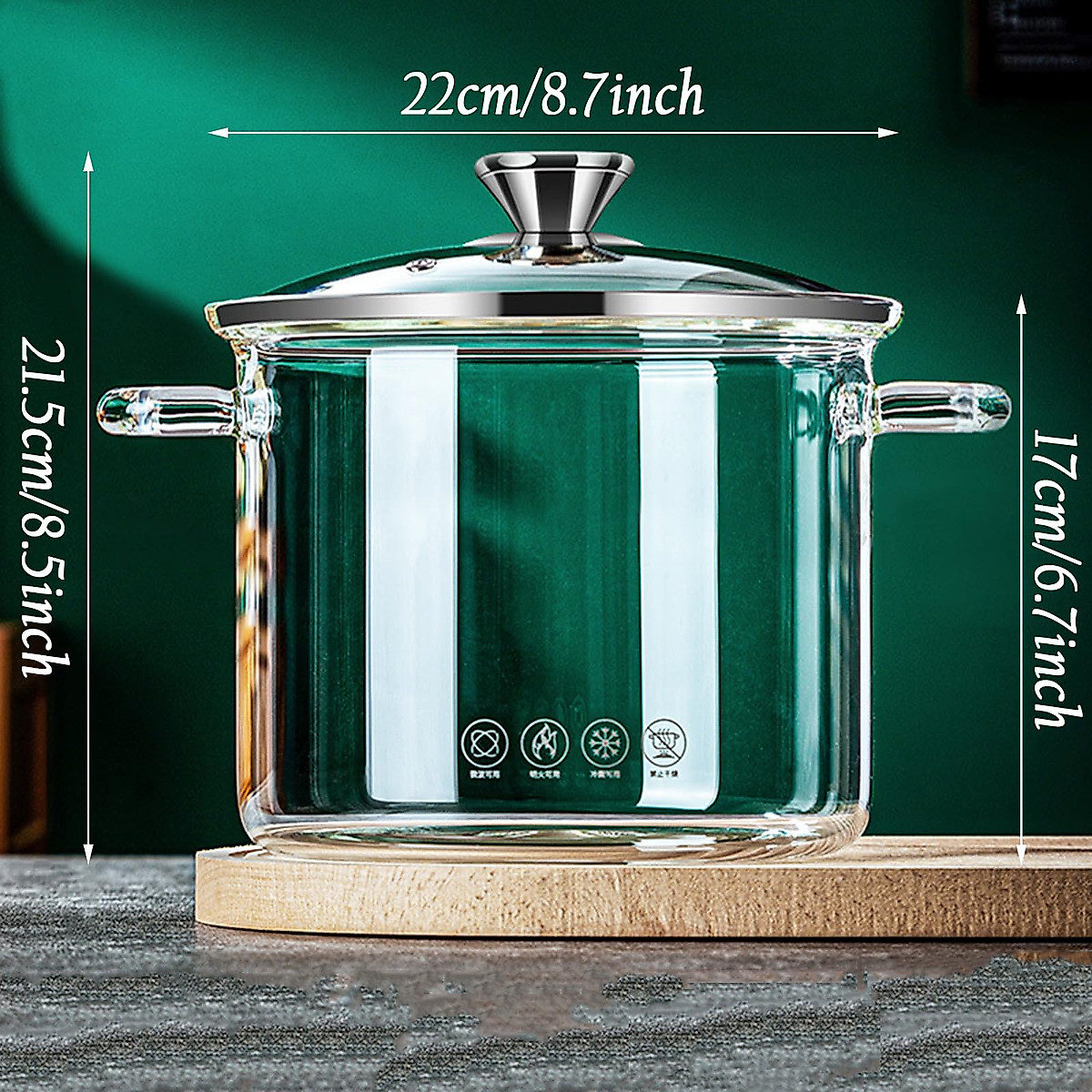 Hgjgwqh Glass Saucepan for Cooking High Borosilicate Stovetop Cooking Pot with Lid and Handle, Heat Resistant Glass Cooking Pot for Pasta Noodle Soup Milk Food, Refrigerator and Microwave Safe,4.5L