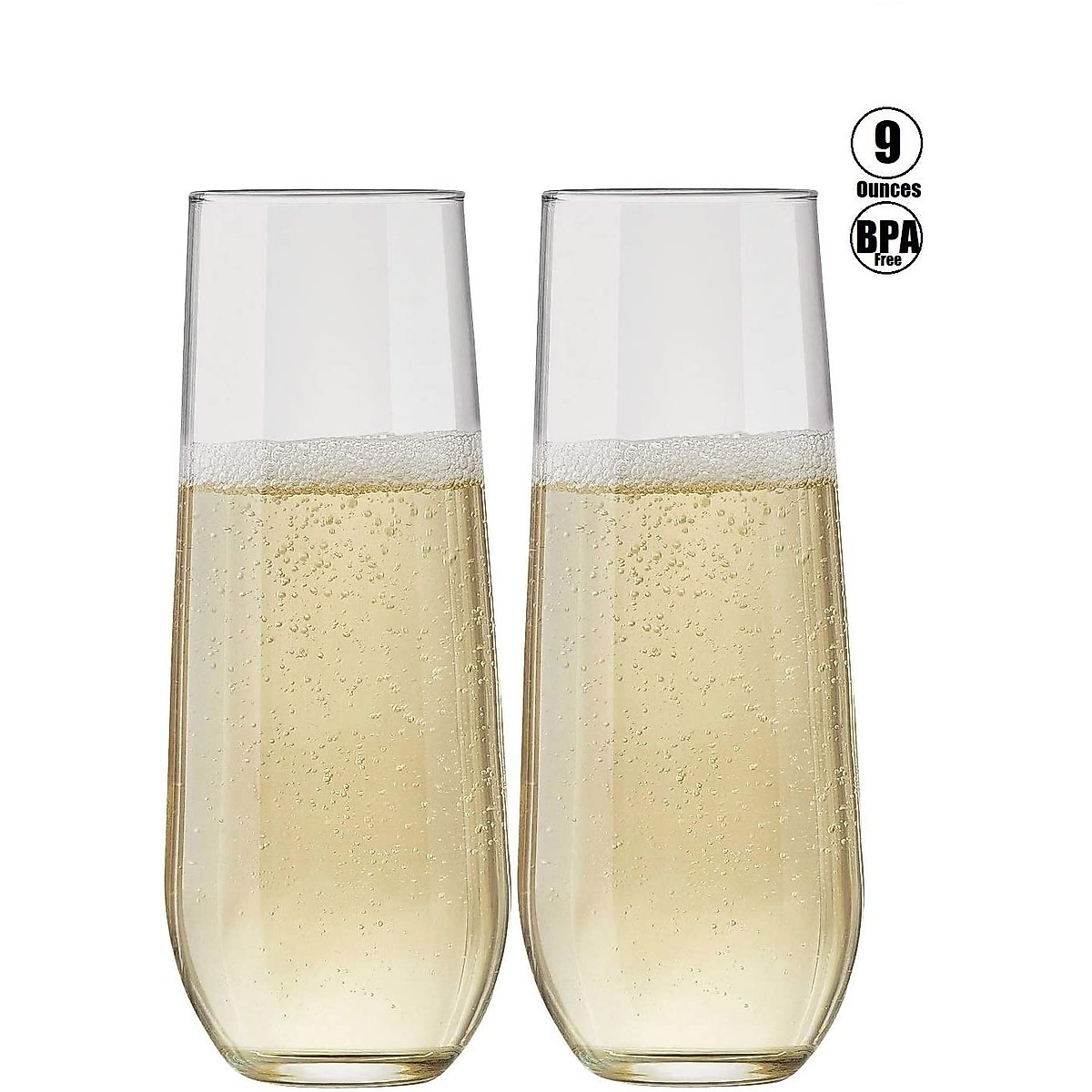 24 piece Stemless Unbreakable Crystal Clear Plastic Wine Glasses Set of 24 (9 Ounces)