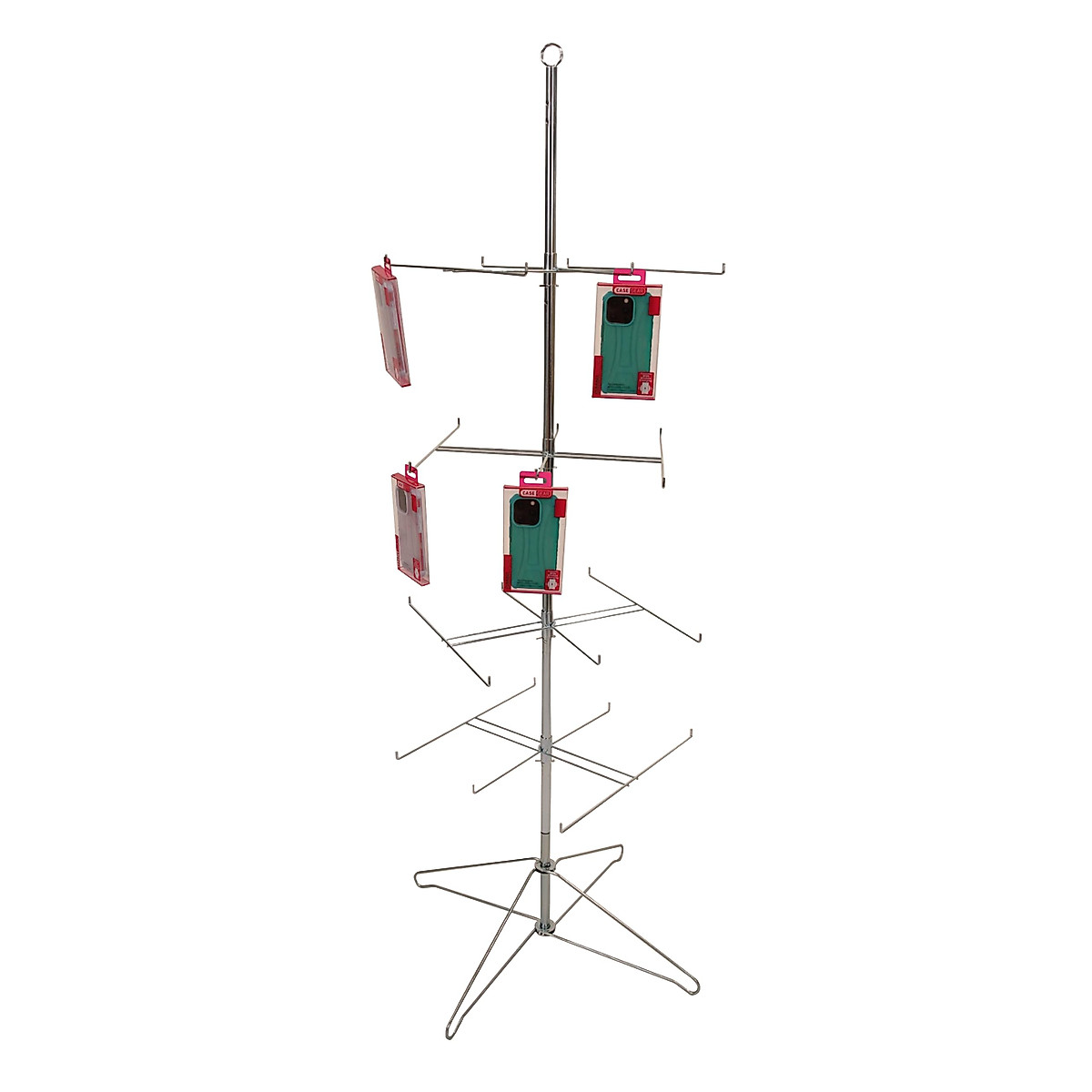 SSWBasics 4-Tier Chrome Wire Spinner Rack (4 tiers - space 12” apart) - Rotating Jewelry Display Organizer - Floor Spinner Rack - Perfect for Food Items and Fashion Accessories
