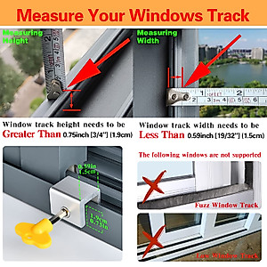 Tahikem 4 Sets Sliding Window Locks, Security Window Lock with Key, Aluminum Window Stoppers for Vertical & Horizontal Slide Door, Adjustable Security Locks, for Child Home Bedroom Double Hung Windows