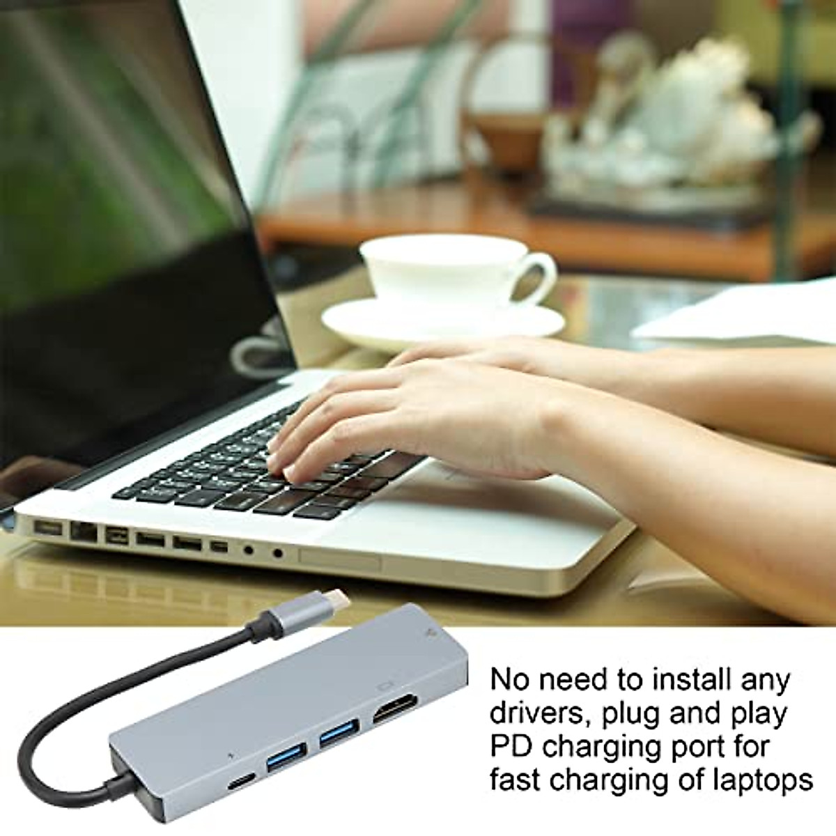 USB C Hub, 5 in 1 High Speed Data Transmission USB C Dongle, USB C to HDMI Multiport Adapter ,HD Multimedia Interface Ethernet Adapter for Windows XP/Vista/OS/ 10
