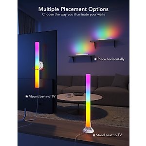 Govee RGBIC Light Bars, 15 Inches WiFi TV Backlight with Double Light Beads, Smart Light Bars with Multiple Placement Options Suitable for 45-70 inch TVs, Work with Alexa and Google Assistant, White