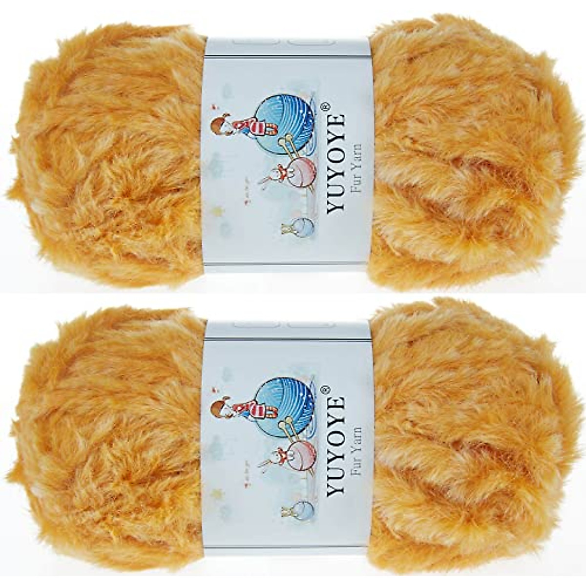 YUYOYE Super Soft Fluffy Fur Yarn for Crochet and Knitting, Faux Fur Thick & Quick Bulky Yarn (700-Ginger)