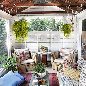 Uieke 4 Pack Artificial Hanging Plants, 2.65FT Fake Hanging Plants, Fake Ivy Vines for Bedroom Leaves Yellow Plastic Plants Greenery for Wall Home Room Indoor Outside Office Wedding Garden Decor