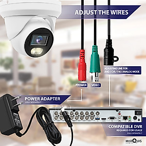 Marquis 5MP 24/7 Full-Color HD TVI/CVI/AHD/CVI 4 in 1Turret Dome CCTV Security Camera, Indoor Outdoor Color Night Vision Waterproof Analog Surveillance Camera 2.8mm Lens