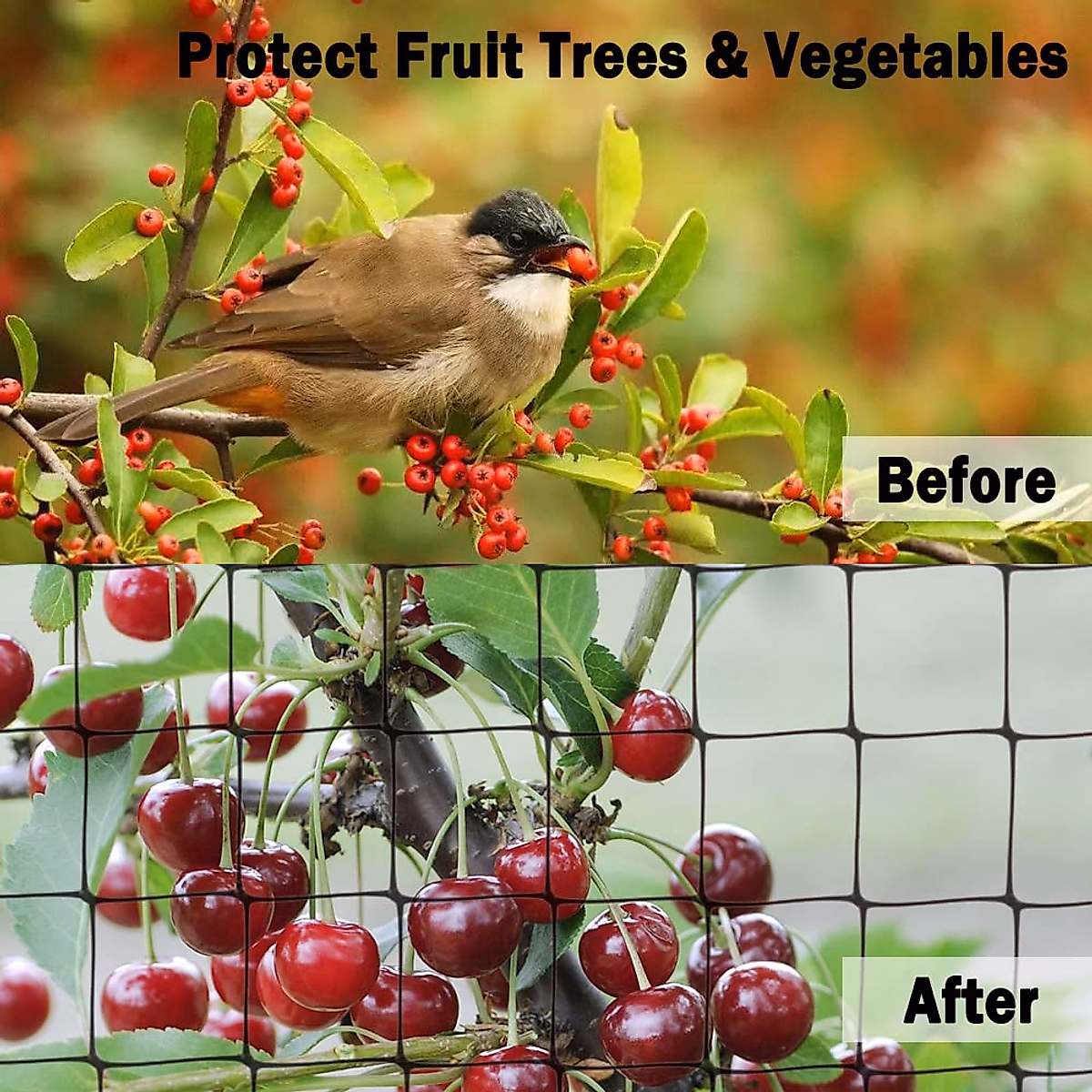 POYEE Garden Netting - 7 x 100 FT Heavy Duty Garden Net for Vegetables and Fruit Trees