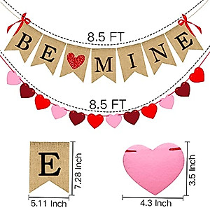 Valentines Day Decorations, Burlap Be Mine Banner Valentine's Day Banner with Heart Signs for Home Wedding Engagement Decorations