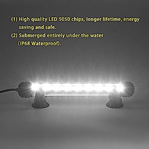 LED Aquarium Light, Smiful Fish Tank Light Submersible Underwater Crystal Glass LEDs Lights, 7.5"- White