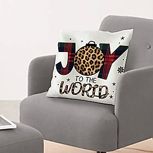 Joy to The World Decorative Throw Pillows for Couch 18x18 Winter Snowman Snowflakes Modern Cooling Silk Pillow Shams for Sofa Bedroom Car Couch Zippered Thanksgiving Gifts