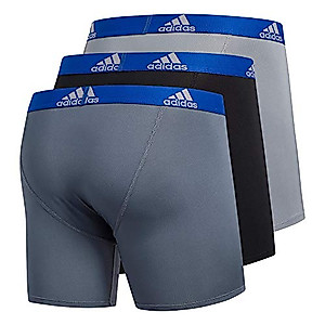 adidas Men's Performance Boxer Brief Underwear (3-Pack), Onix Grey/Black/Collegiate Royal Blue, Medium