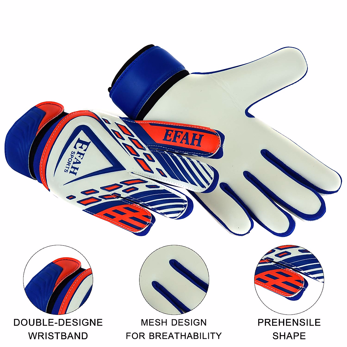 EFAH SPORTS Soccer Goalie Goalkeeper Gloves for Kids Boys Children Football Gloves with Strong Grips