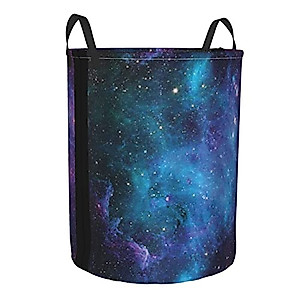 Laundry Basket,Galaxy Stars In Space Celestial Astronomic Planets In The Universe Milky Way,Large Canvas Fabric Lightweight Storage Basket/Toy Organizer/Dirty Clothes Collapsible Waterproof For College Dorms-Large