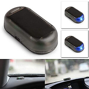 TOTMOX Solar Car Alarm Led Light - Fake Solar Anti-Theft Flashing Light - Security System Warning Self Charge Lamp Blue