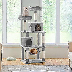 Yaheetech 62.2inches Cat Tree Cat Towers Cat Condo with Platform & Hammock, Scratching Posts for Kittens Pet Play House with Plush Perch for Indoor Activity Relaxing