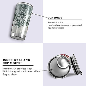 Yasala Christmas Tumbler Snow Truck Forest Pine Insulated Coffee Cup Beverage Container Office Travel Mug with Straw and Lid 20oz Holiday Back to School Gift