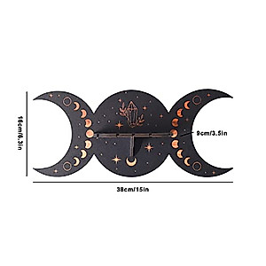 Kumprohu Crystal Stone Display Stand | Meditation Moon Wood Storage Holder Rack with Buckles | Moon Wall Decor Home Hanging Display Shelf for Home