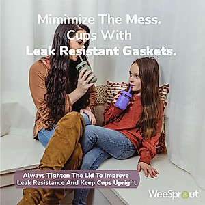 WeeSprout Glass Cups With Lids & Straws, Spill-resistant Cups for Toddlers & Kids, Triple as Toddler Cups, Baby Food Storage & Snack Jars, XL Silicone Straws, Easy-grip Sleeves, Set of four 12 oz jars