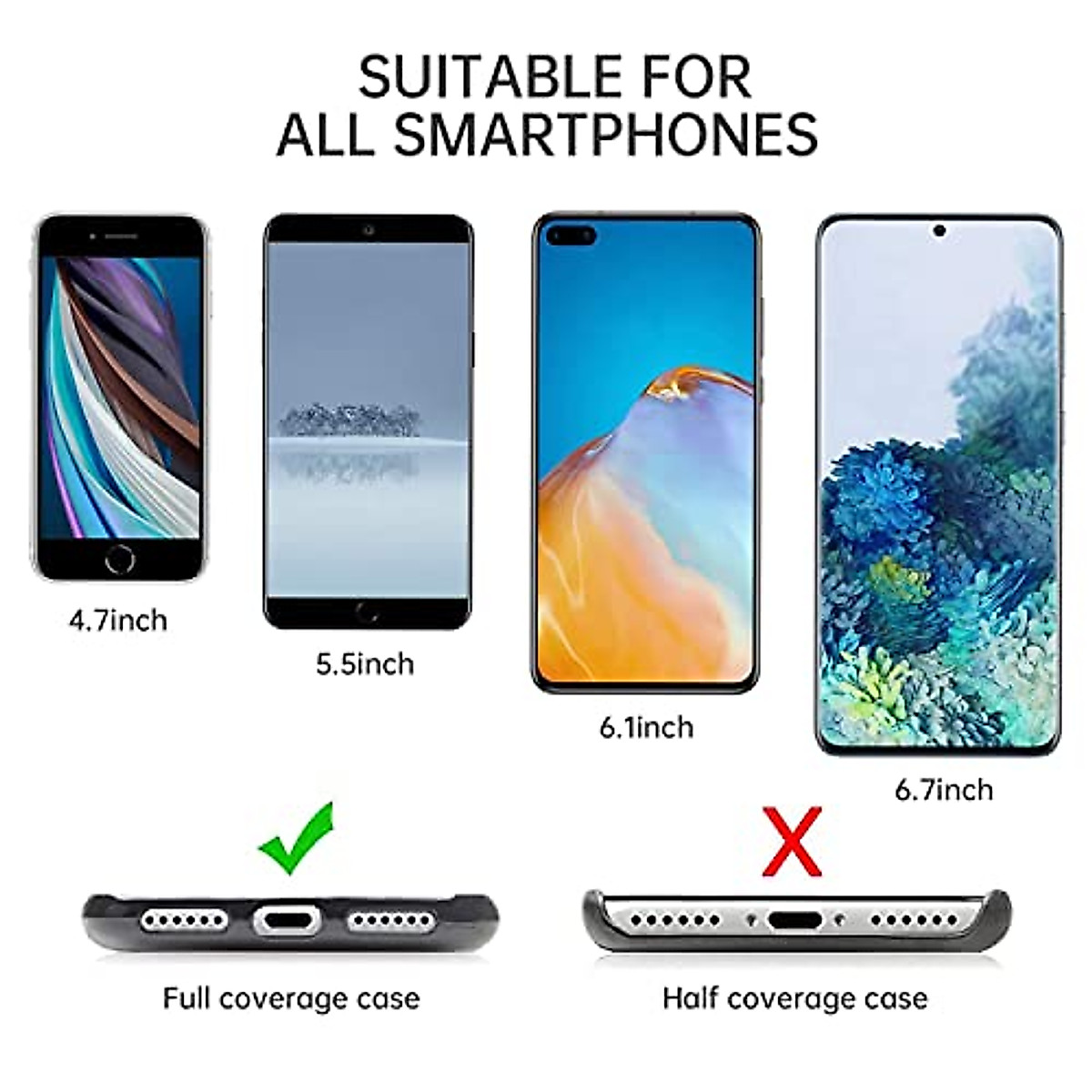 MOHOPE Universal Crossbody Phone Lanyard, Phone Lanyards for Around The Neck, Anti Loss, Soft Touch Nylon Phone Strap Crossbody with One Touch Clasp and Compatible with Most Smartphones(Silver)